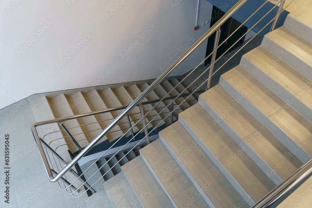 Stairwell in a modern building. Staircases as an emergency evacuation ...