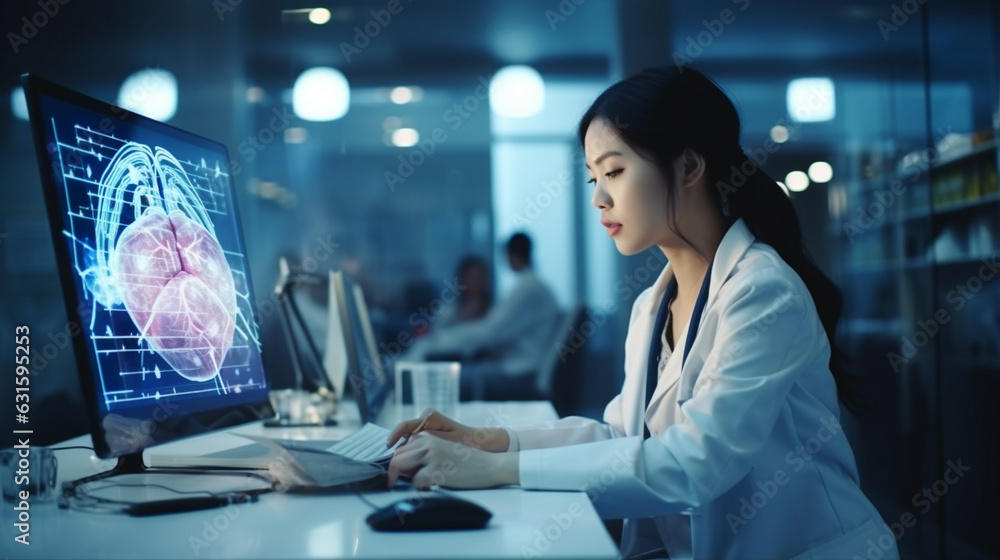 Doctor women with AI artificial intelligence in modern medical ...