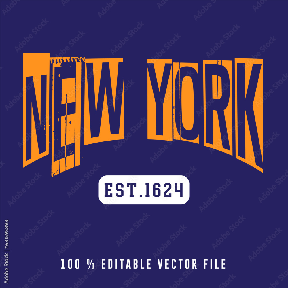 New York text effect vector. Editable college t-shirt design printable ...