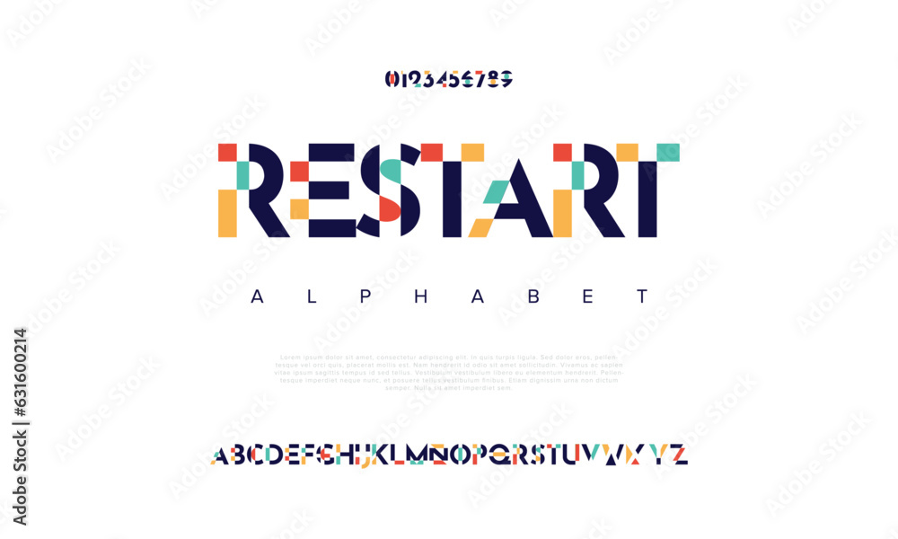 Restart abstract digital technology logo font alphabet. Minimal modern ...