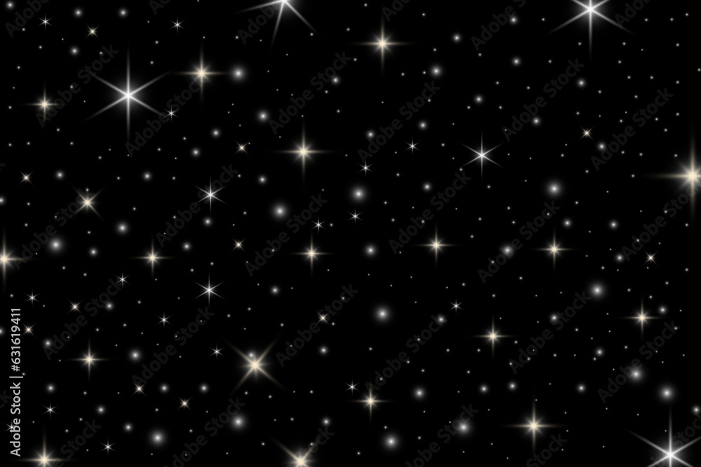 Sky full of stars on black transparent background. Stars of different ...