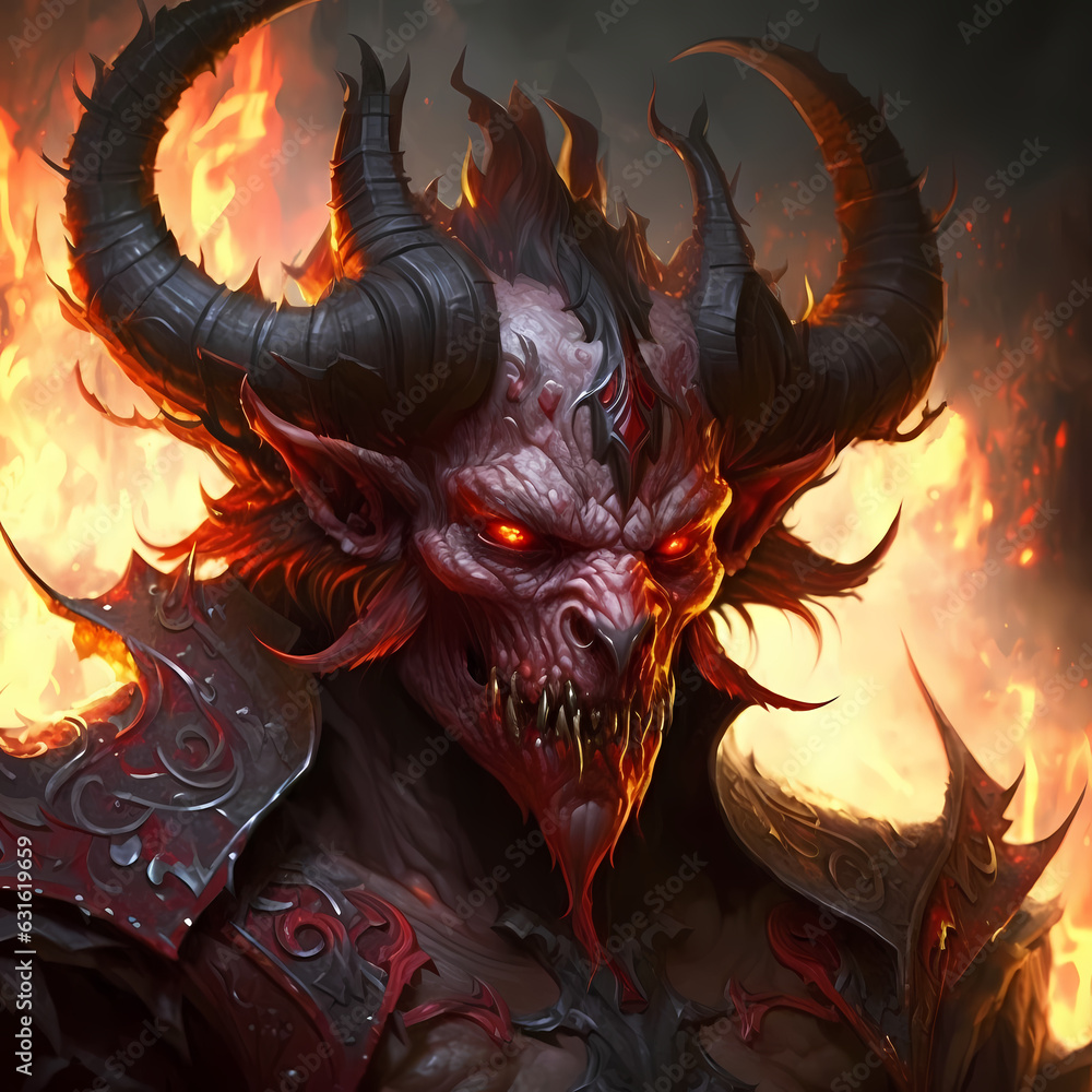 Demonic Character portrait, RPG, demon fantasy avatar from hell ...
