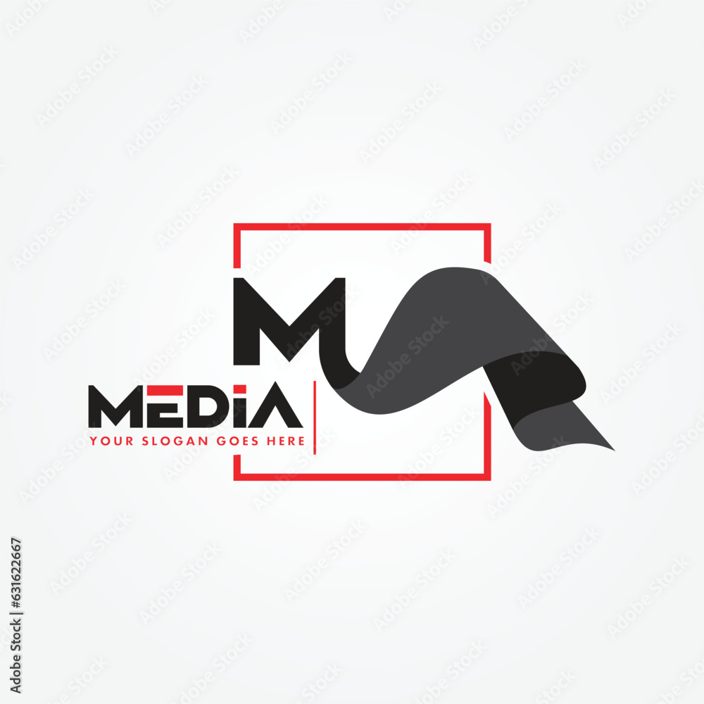 Initial Letter M logo, Lettermark M Media logo design idea Stock Vector ...