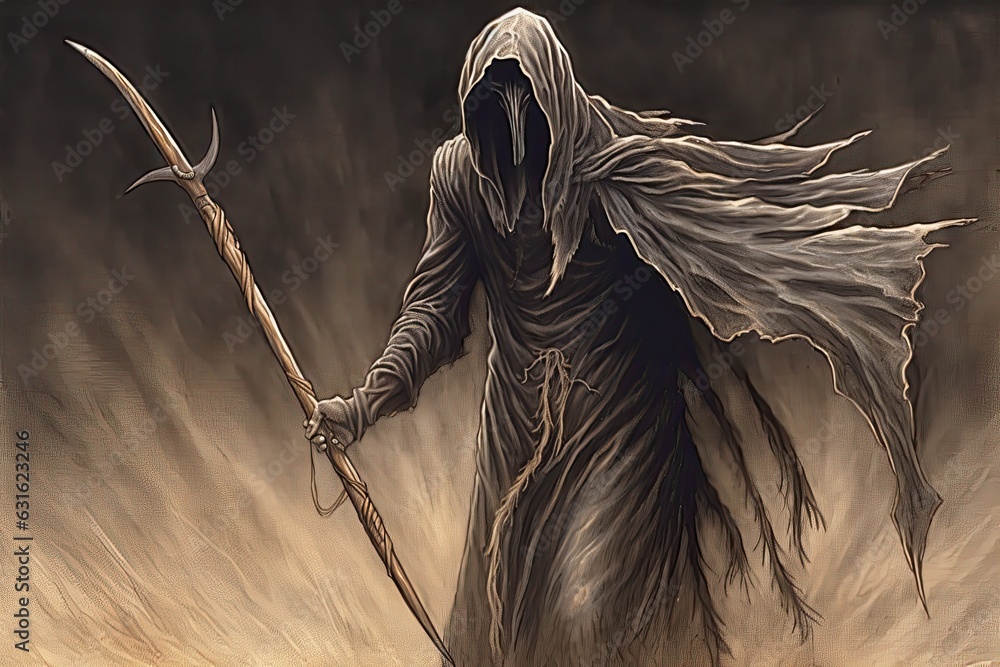 Grim Reaper Drawing: Enigmatic Presence of a Mysterious Cloaked Figure ...