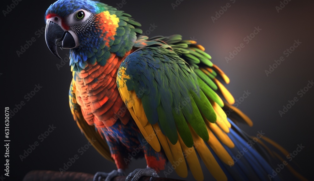 Parrot bird realistic impressive beautiful photo Ai generated art Stock ...