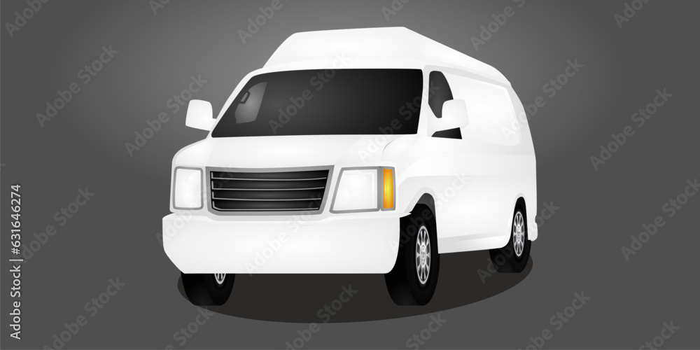 Realistic Van Car Side View vector illustration. Plain white color ...