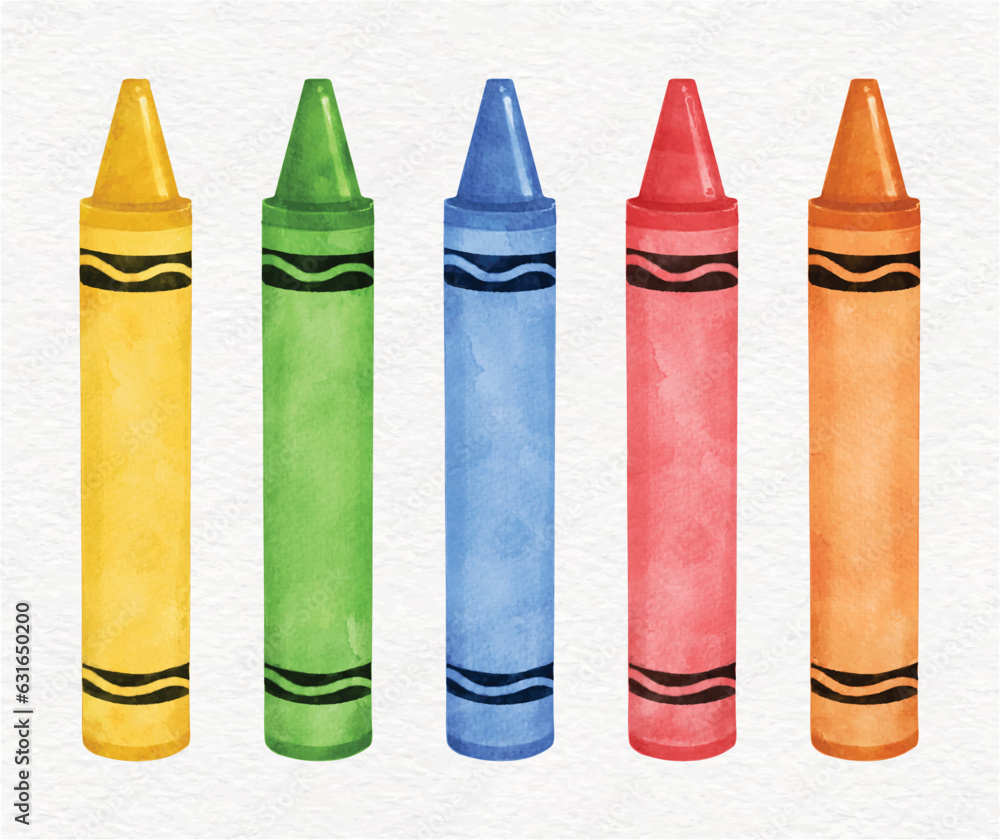 Multi-colored wax crayons vector set. kids coloring crayons in ...