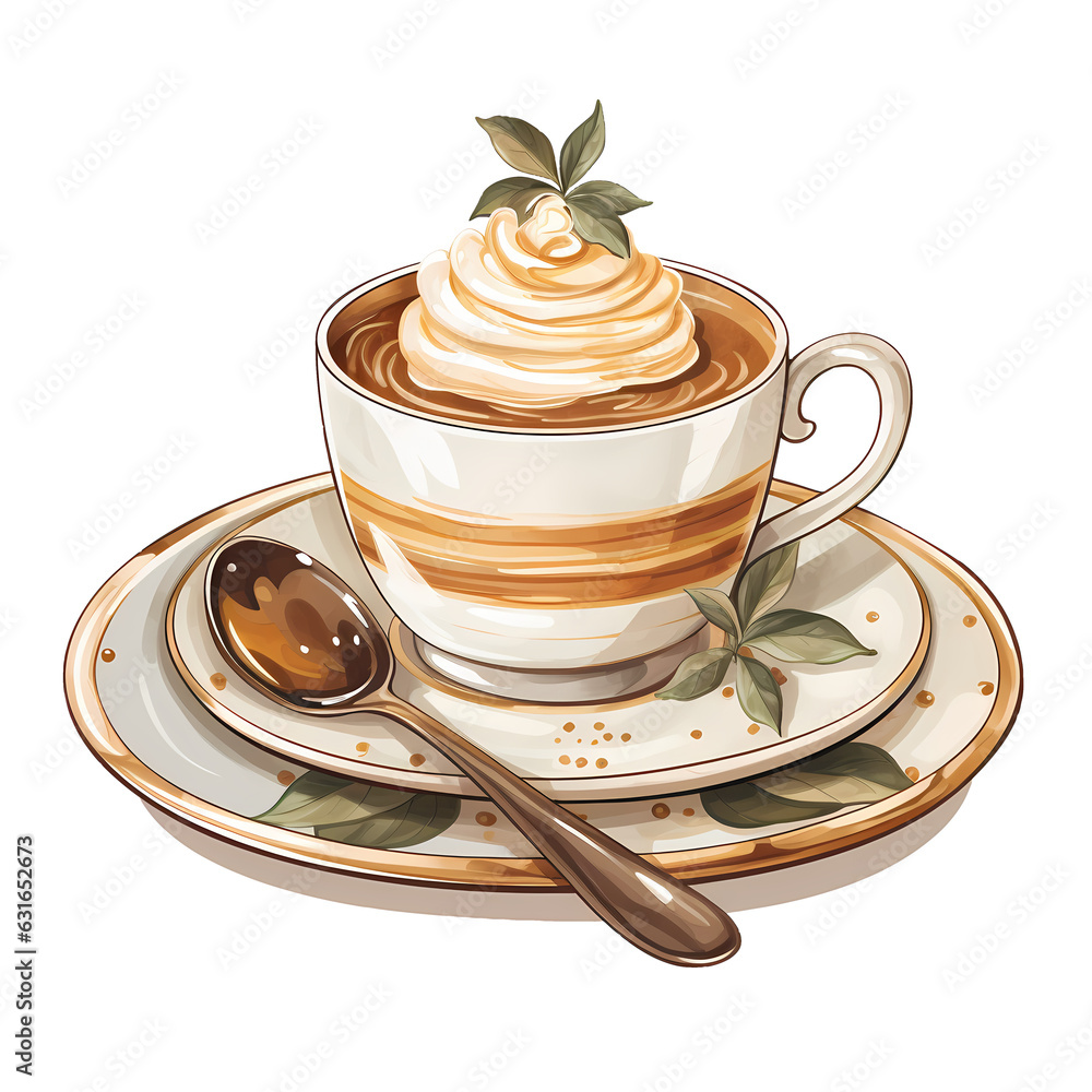 Coffee Watercolor Clipart Illustration Stock Illustration | Adobe Stock