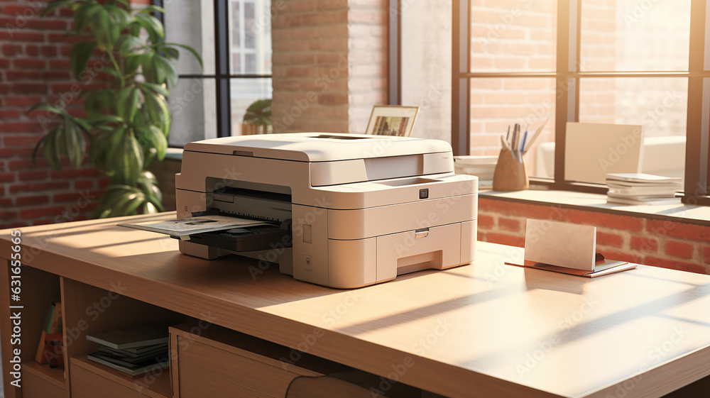 printer is on display on the office desk Stock Illustration | Adobe Stock