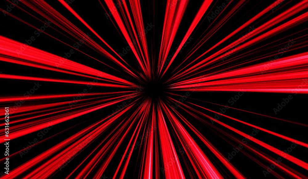 zoom red speed line Anime on black background for comic Stock ...