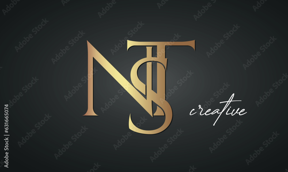 luxury letters NST golden logo icon premium monogram, creative royal ...