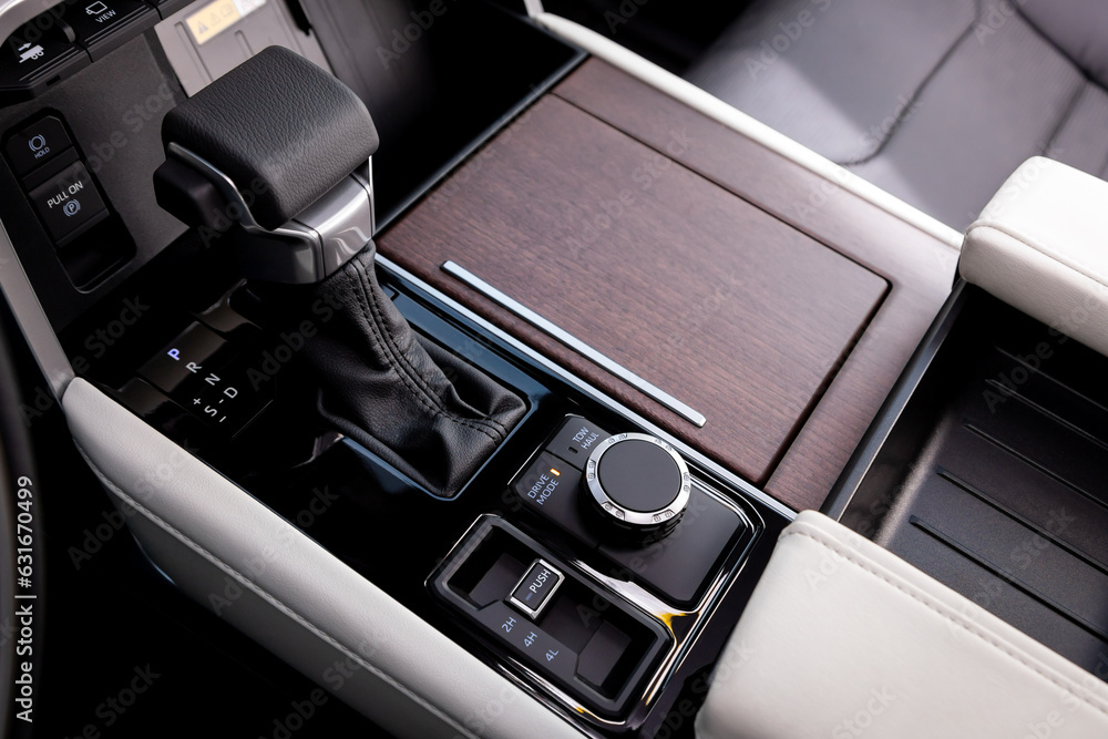 Automatic gear stick inside modern car. automatic transmission gear of ...