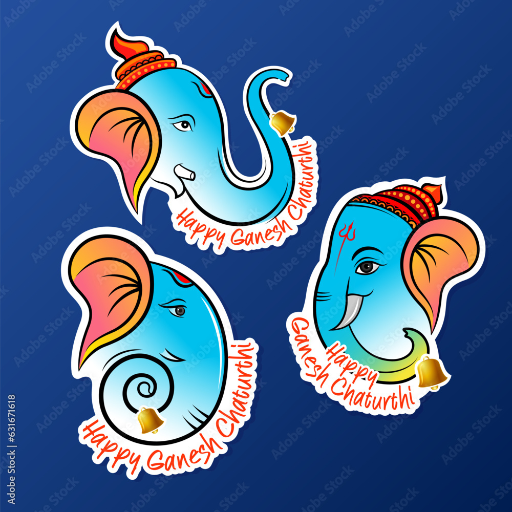 Happy Ganesh Chaturthi Sticker Design Collection, Happy Ganesh ...