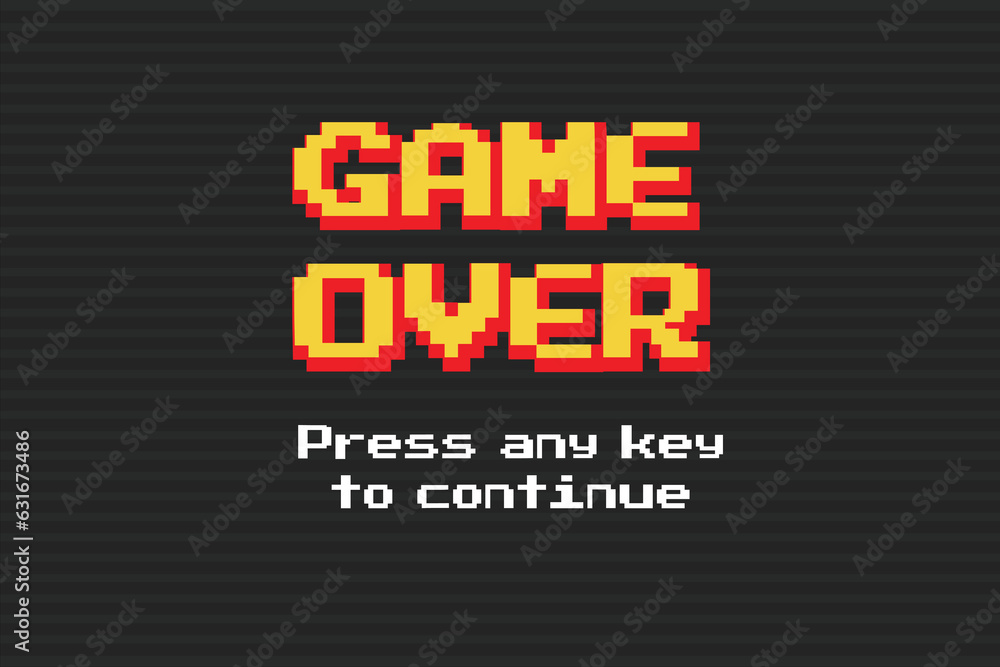 Game Over background with player selection.8 bit game.retro game. Stock ...