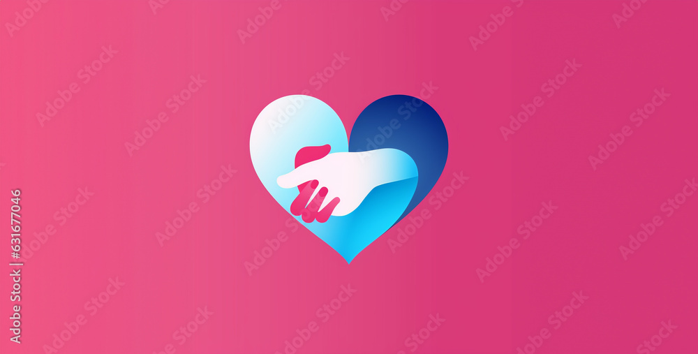 stylish logo two hands shaking forming a heart. Generative Ai content ...