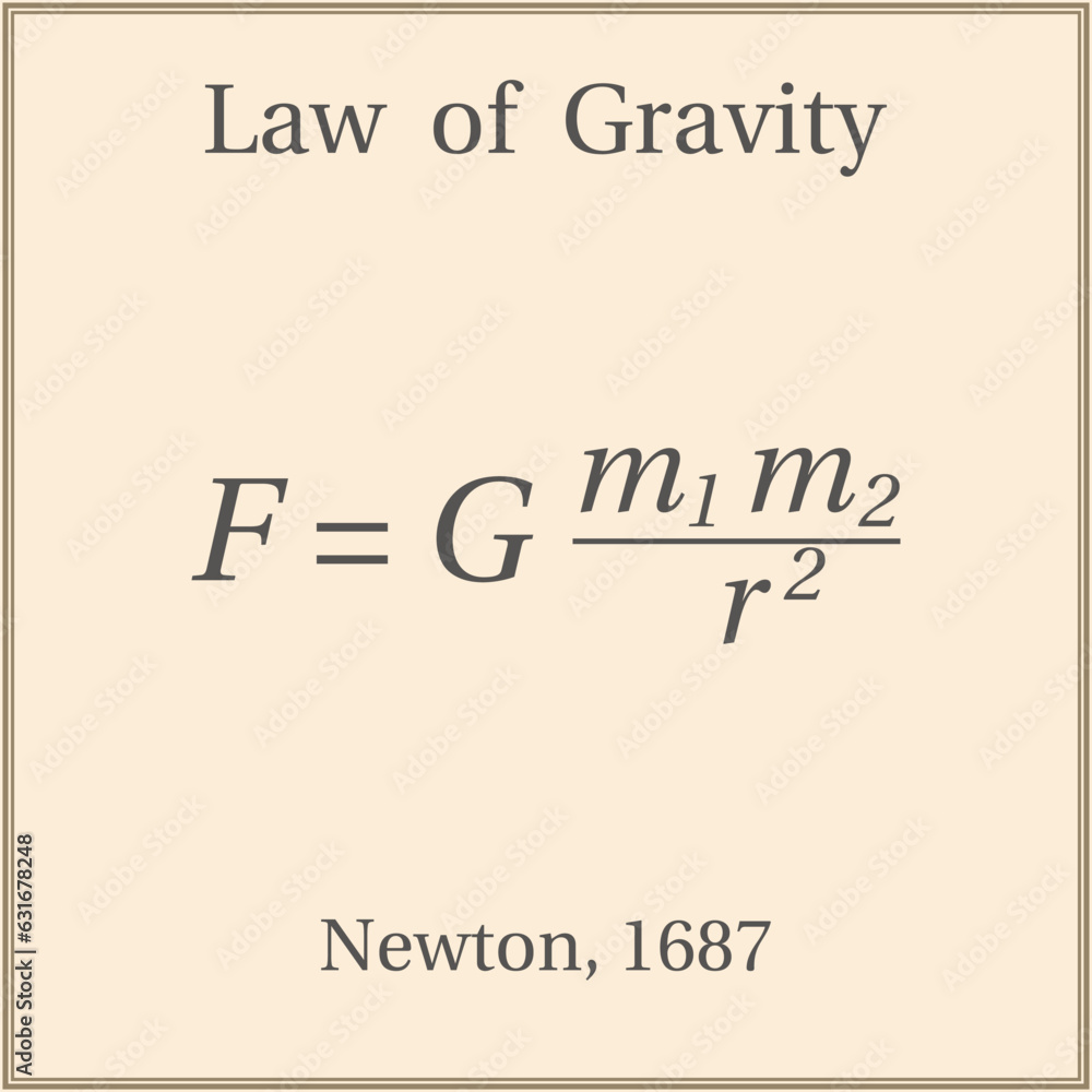 Law of Gravity. Education. Science. Formula. Vector illustration. Stock ...