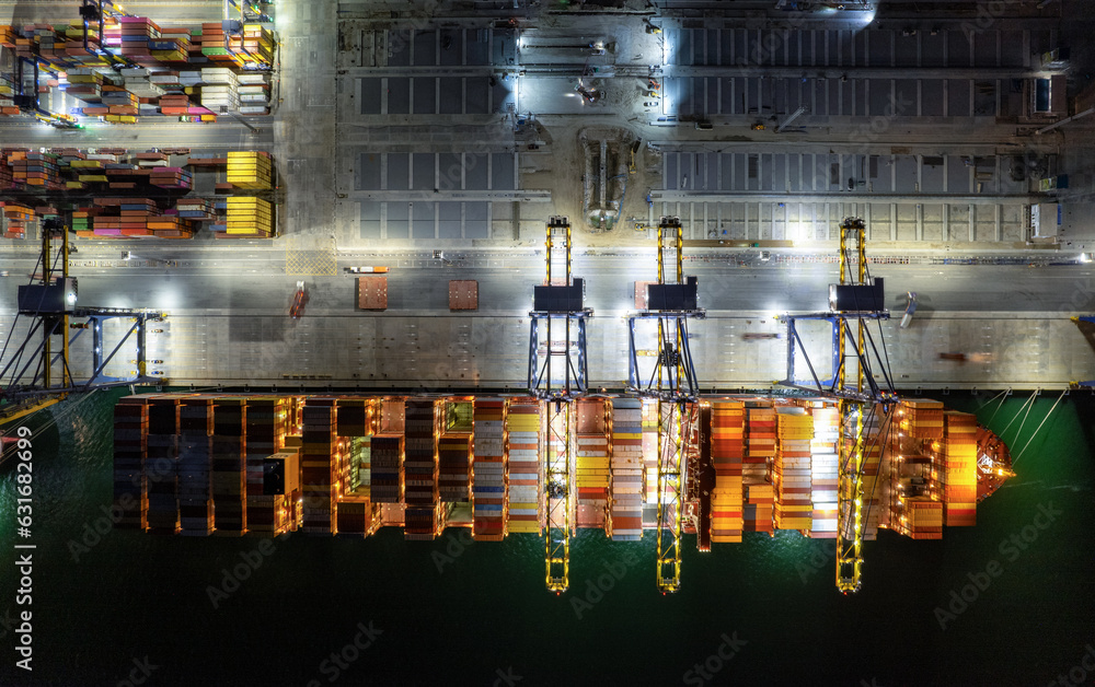 Top view Logistics and transportation of Container Cargo ship and Cargo ...