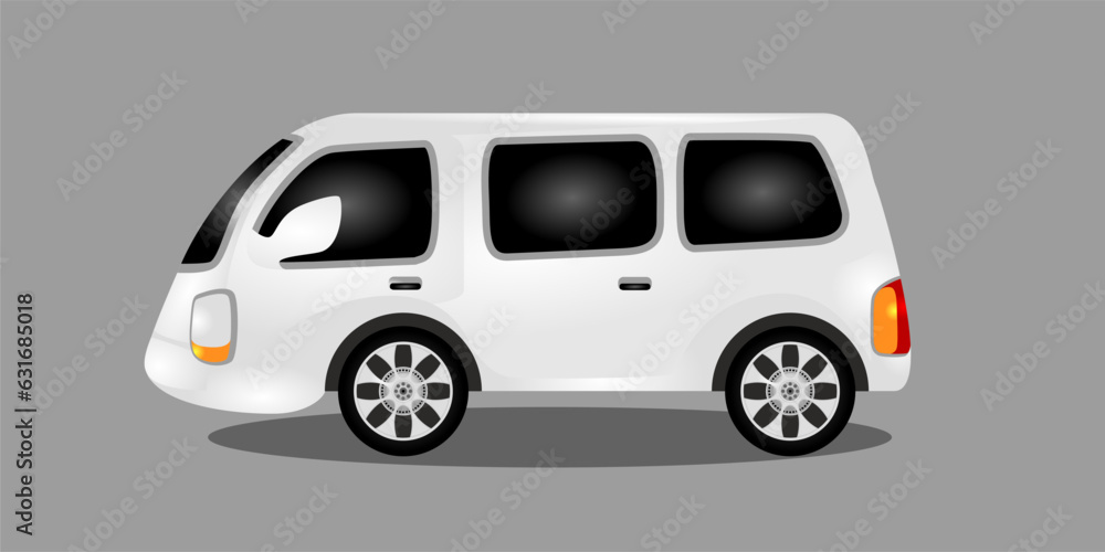 Realistic Van Car Side View vector illustration. Plain white color ...