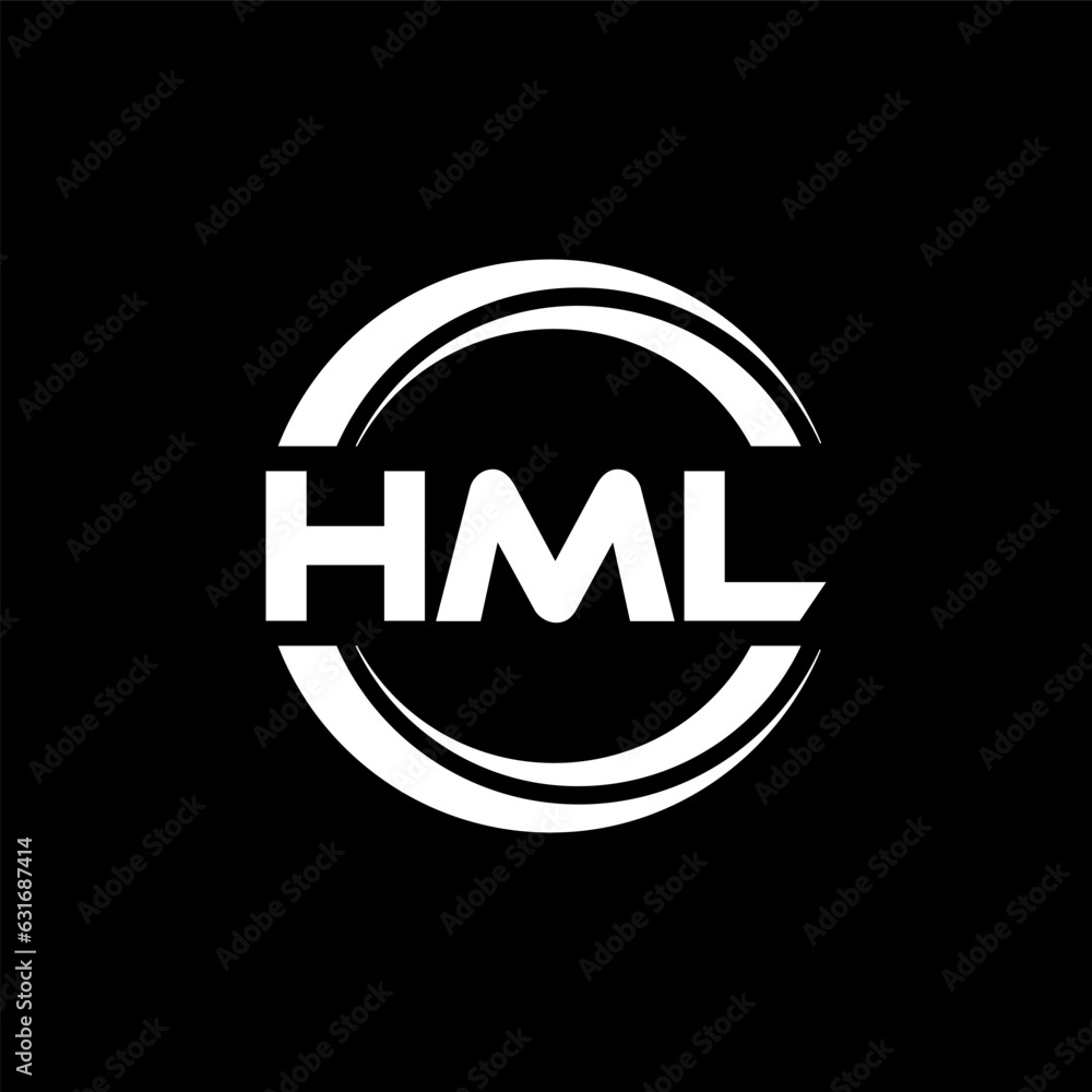 HML letter logo design with black background in illustrator, vector ...