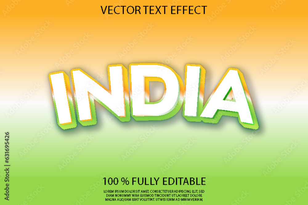 3d text effect, vector nice, happy independence day, of India ...