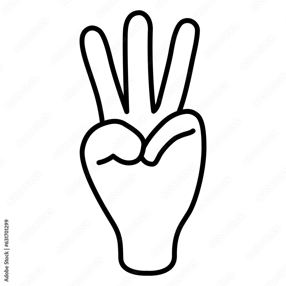 Three fingers hand gestures line icon Stock Vector | Adobe Stock