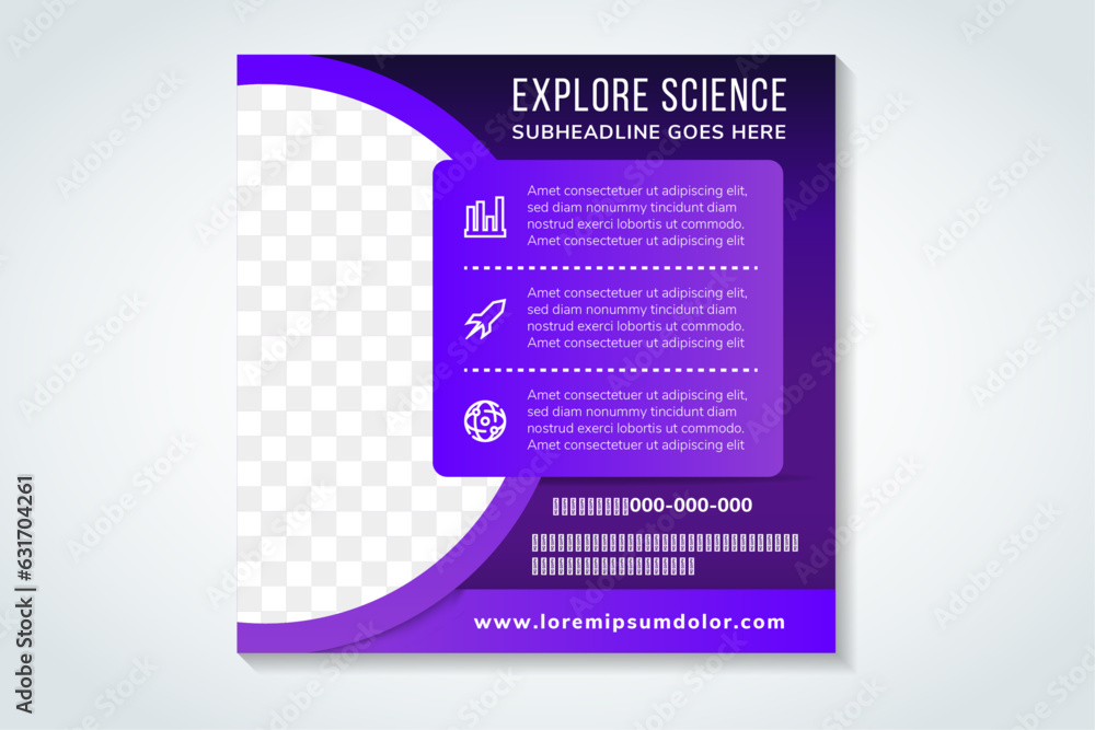 Explore sciece headline for social media post template. square layout ...