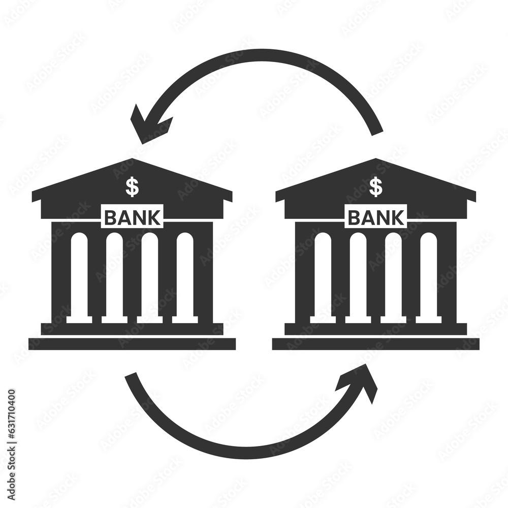 Vector illustration of interbank transfer icon in dark color and ...