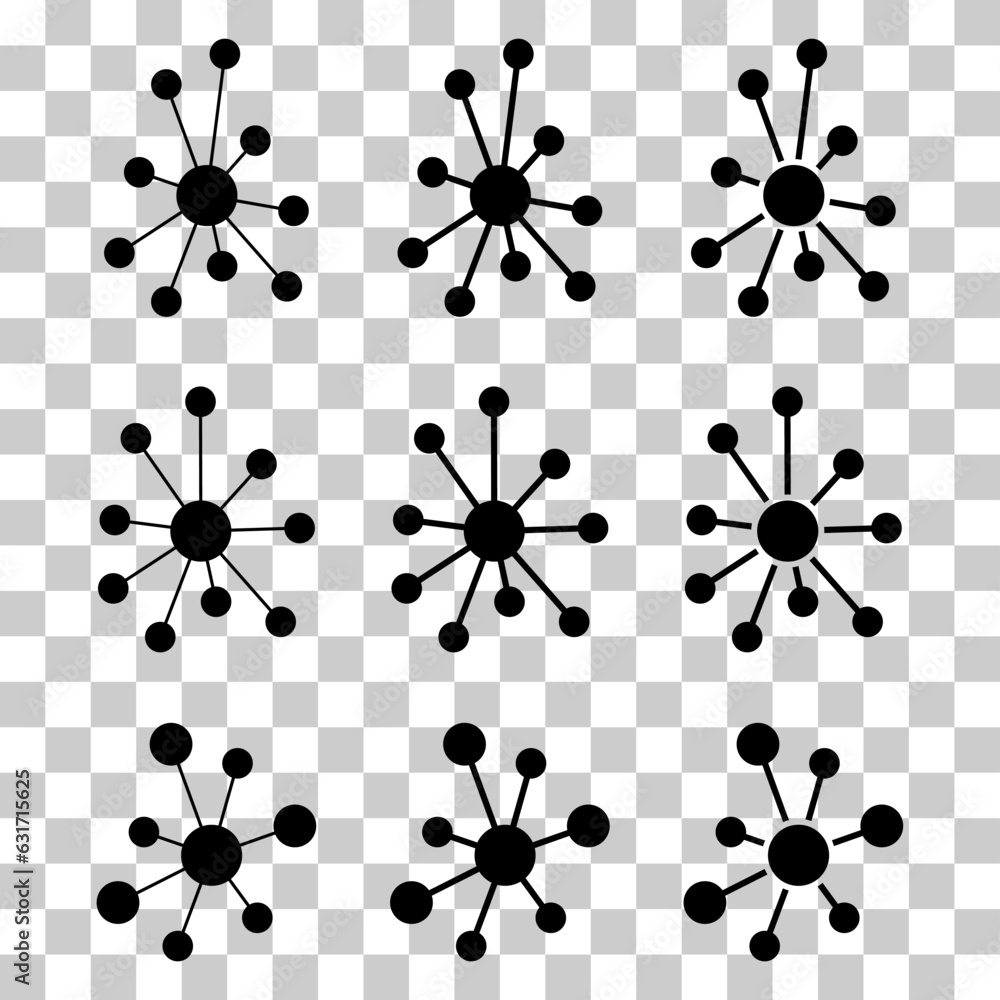 Set of Hub flat network icon, connect structure vector symbol isolated ...