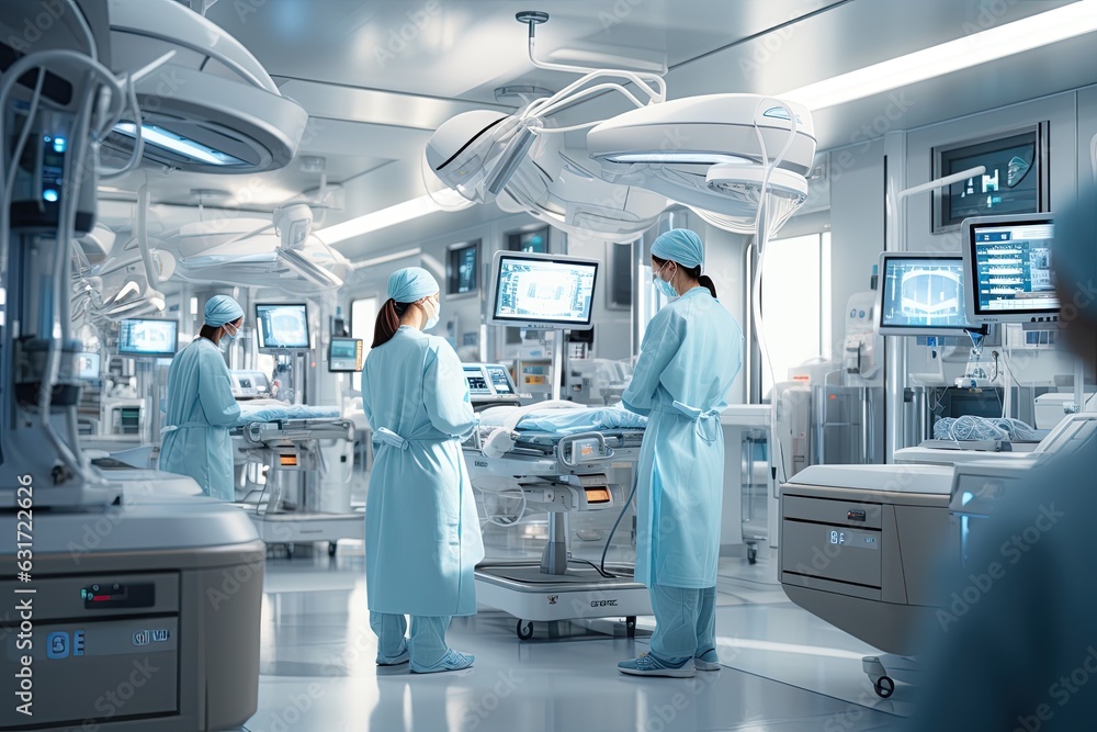 Medical Team Performing Surgical Operation in Modern Operating Room ...