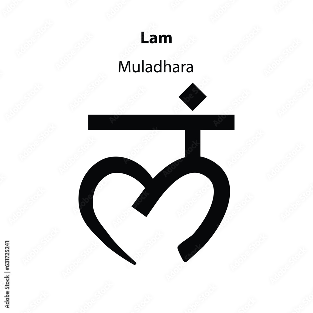 Lam yoga symbols. Hindi literature and scriptures. Solid character ...