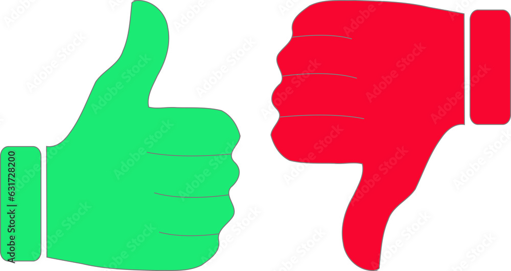 Main verte et doigt levé et main rouge et doigt baissé Stock ...