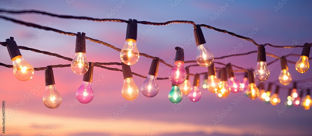 Festive string lights are being used to decorate a party event or ...