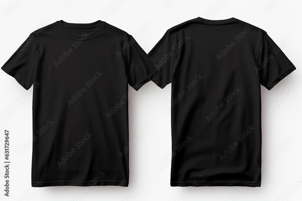 Front and Back View of Black T-Shirt For Design Mock Up Created with ...