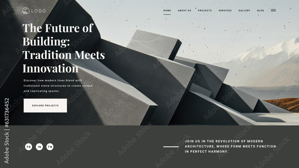 Minimalist Architectural Hero Design: Stone Structures Meets Modern ...