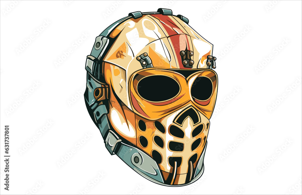 Hockey Goalie Mask vector Illustration, goalie's helmet vector drawing ...