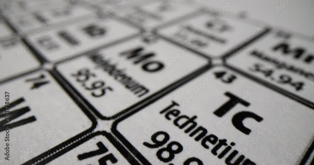 Periodic table of chemical elements with mass and serial number ...