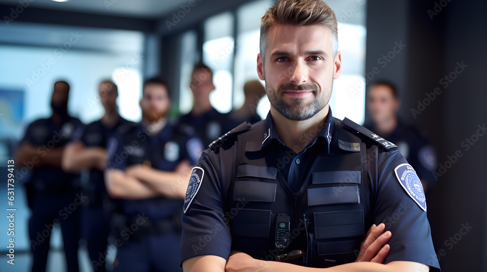 policeman at the police station A confident policeman standing with his ...
