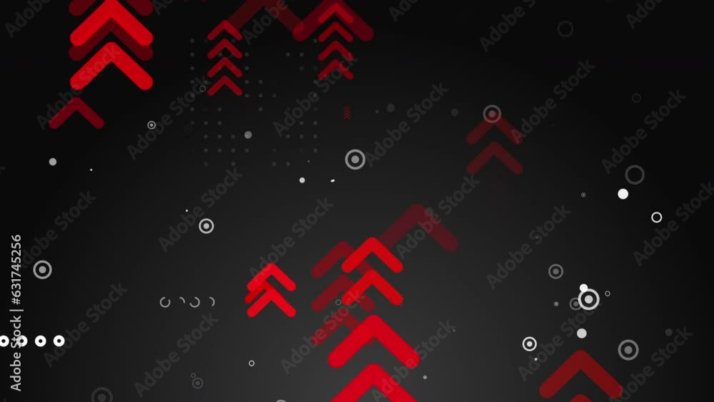 Upward movement of red arrows on a black background. Looped animation ...