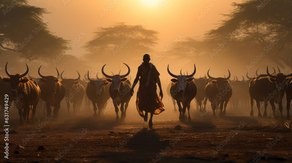 The daily life of the Mandari people of Southern Sudan herding the long ...