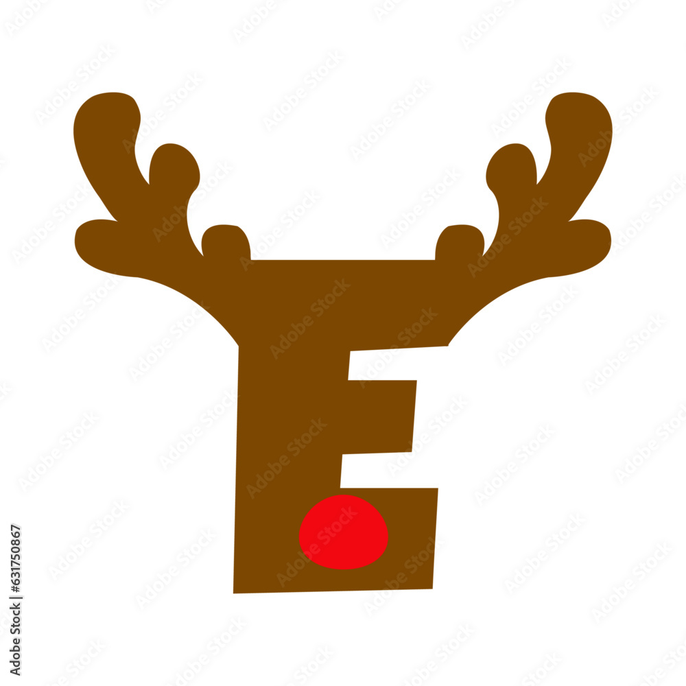 Tiempo de Navidad. Logo con letra inicial E con silueta de cuernos y ...