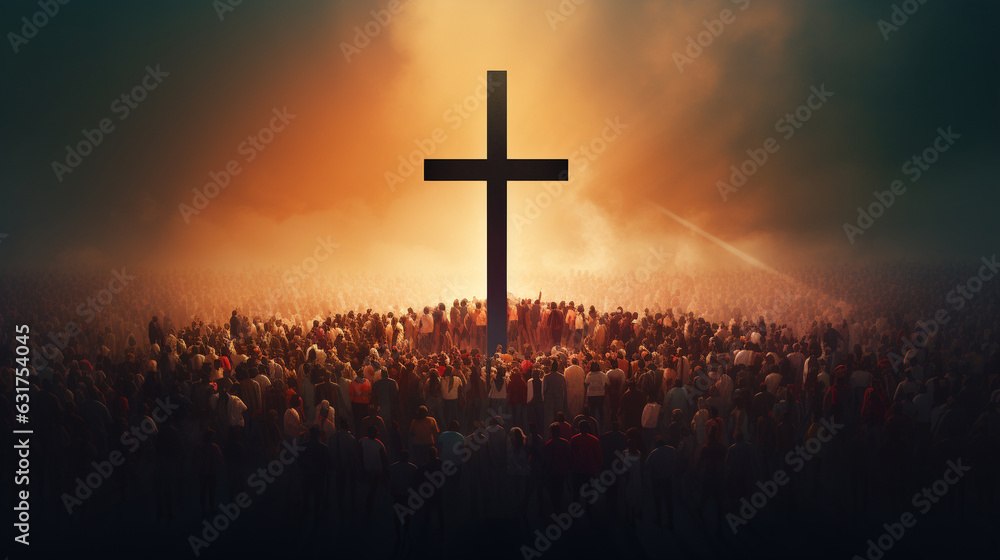 A thought-provoking depiction of a Christian cross formed from diverse ...