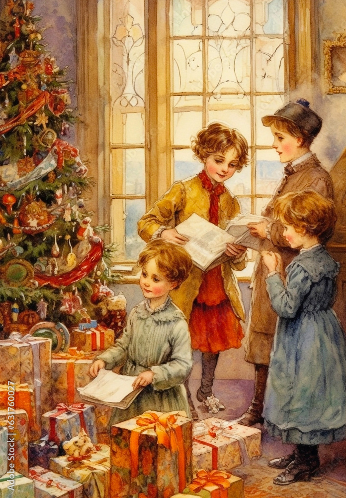 Vintage Christmas card, Ephemera, Victorian Christmas Family, Junk ...