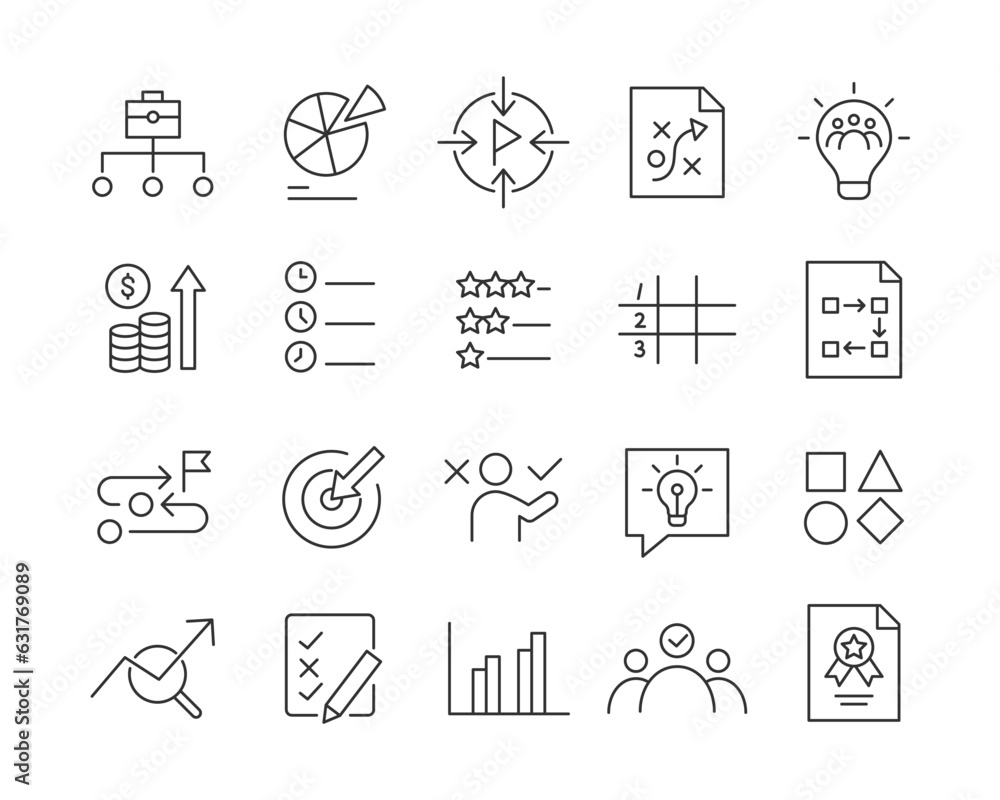 Business Plan Icons - Vector Line. Editable Stroke. Stock Vector ...