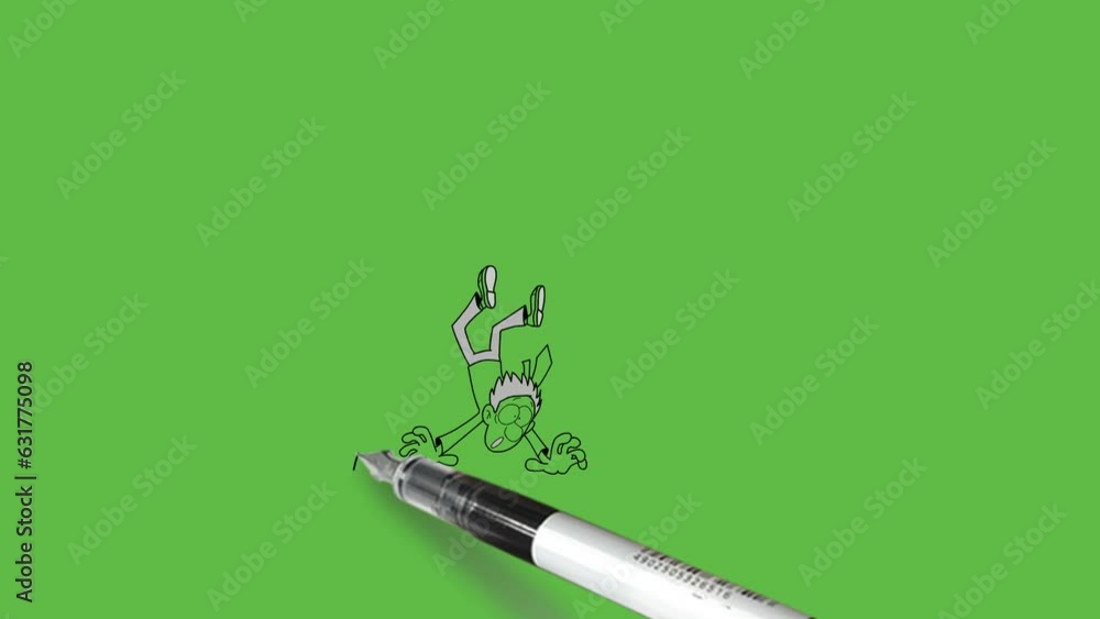 draw young man falling over up to down suddenly from road with black ...