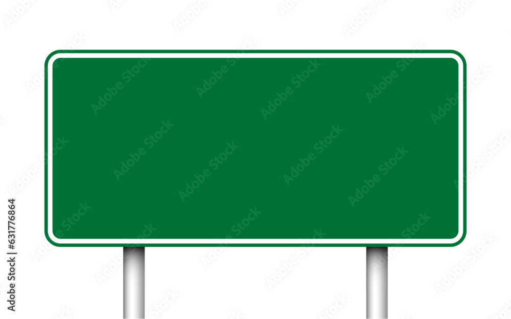 Blank Green Freeway Sign Isolated on White . Vector illustration Stock ...