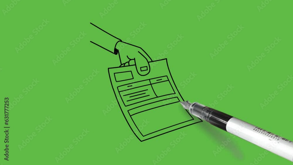 draw human hand hold rectangle written paper show to others with black ...