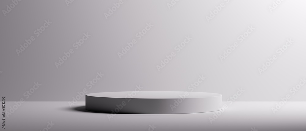 3d rendering. Abstract minimalist white background, empty cylinder ...