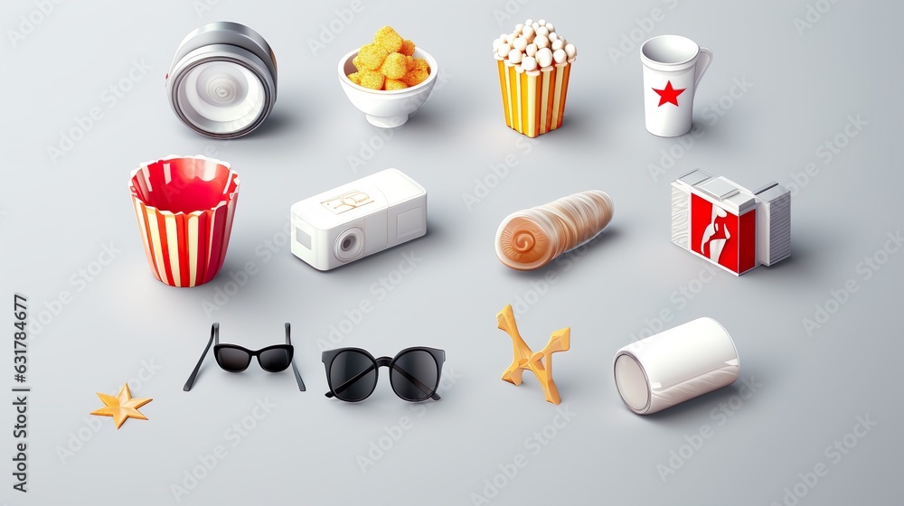 Cinema clipart of 3d realistic film illustration movies cinematography ...