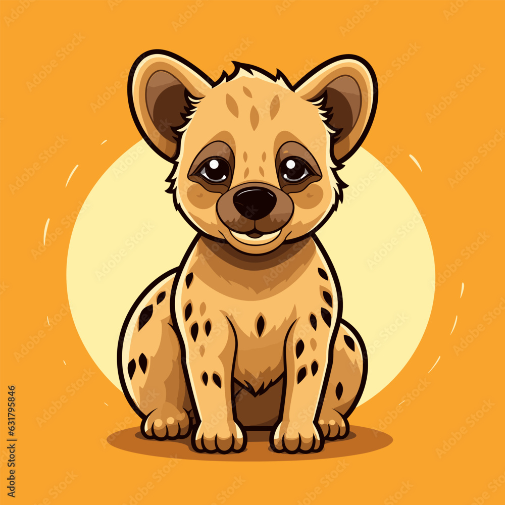 Hyena. Hyena hand-drawn comic illustration. Cute vector doodle style ...