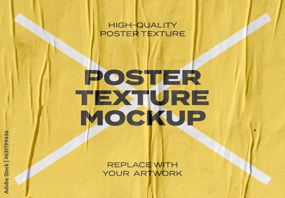 Close-Up Poster Mockup Texture Template Branding Identity Paper Glued ...